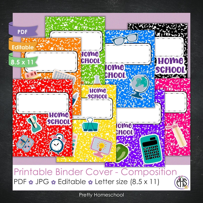 Printable and Editable Binder Covers and Spines - Composition Notebook ...