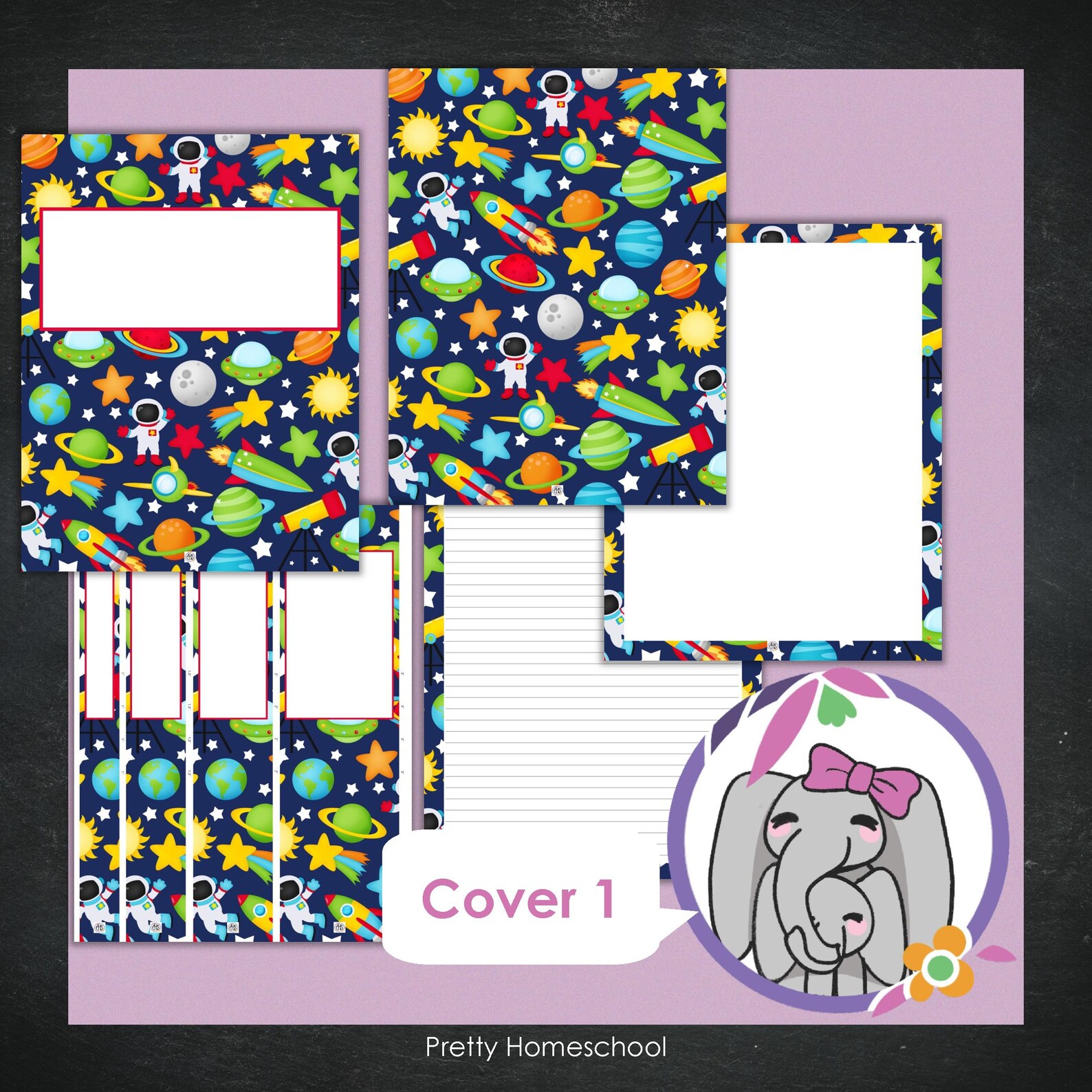 Printable and Editable Binder Covers and Spines - Space Theme ...