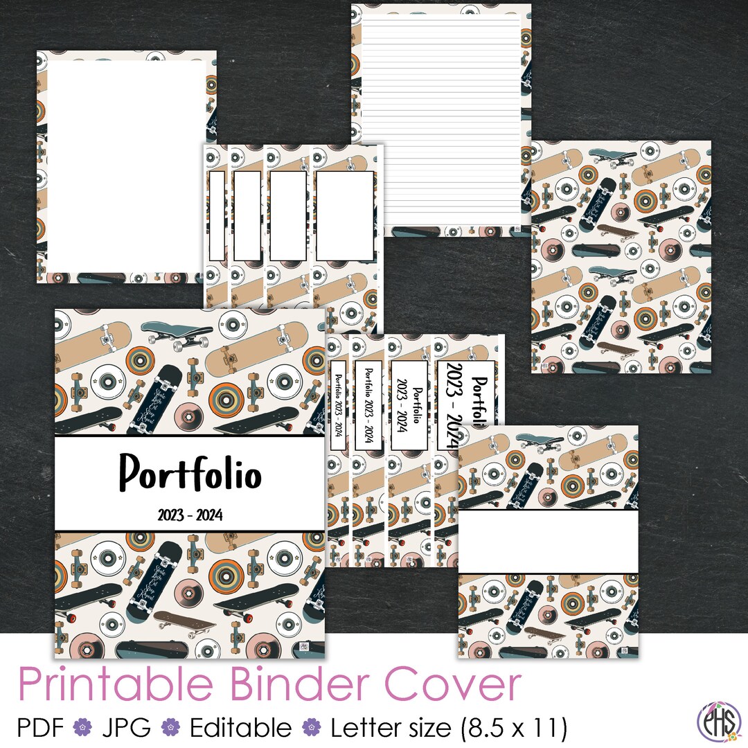 Printable Homeschool Portfolio Binder Cover, Editable Binder Cover ...