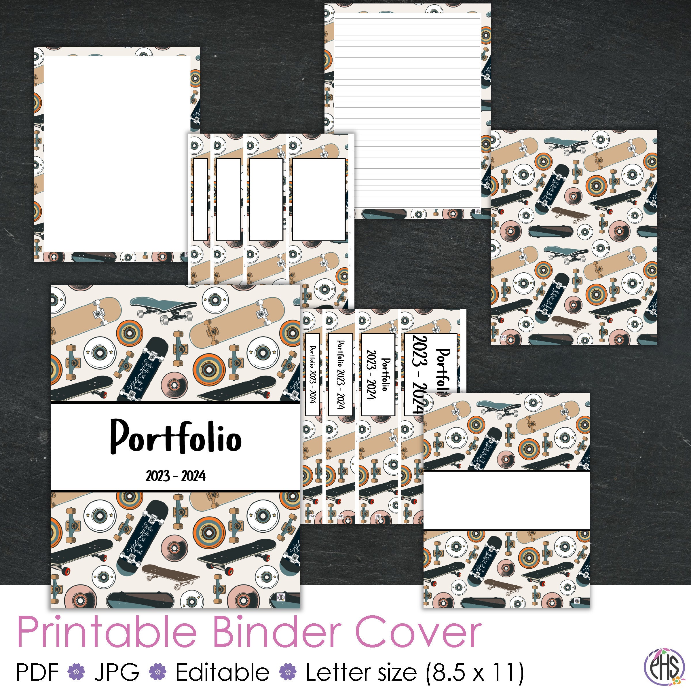 Printable Homeschool Portfolio Binder Cover, Editable Binder Cover ...