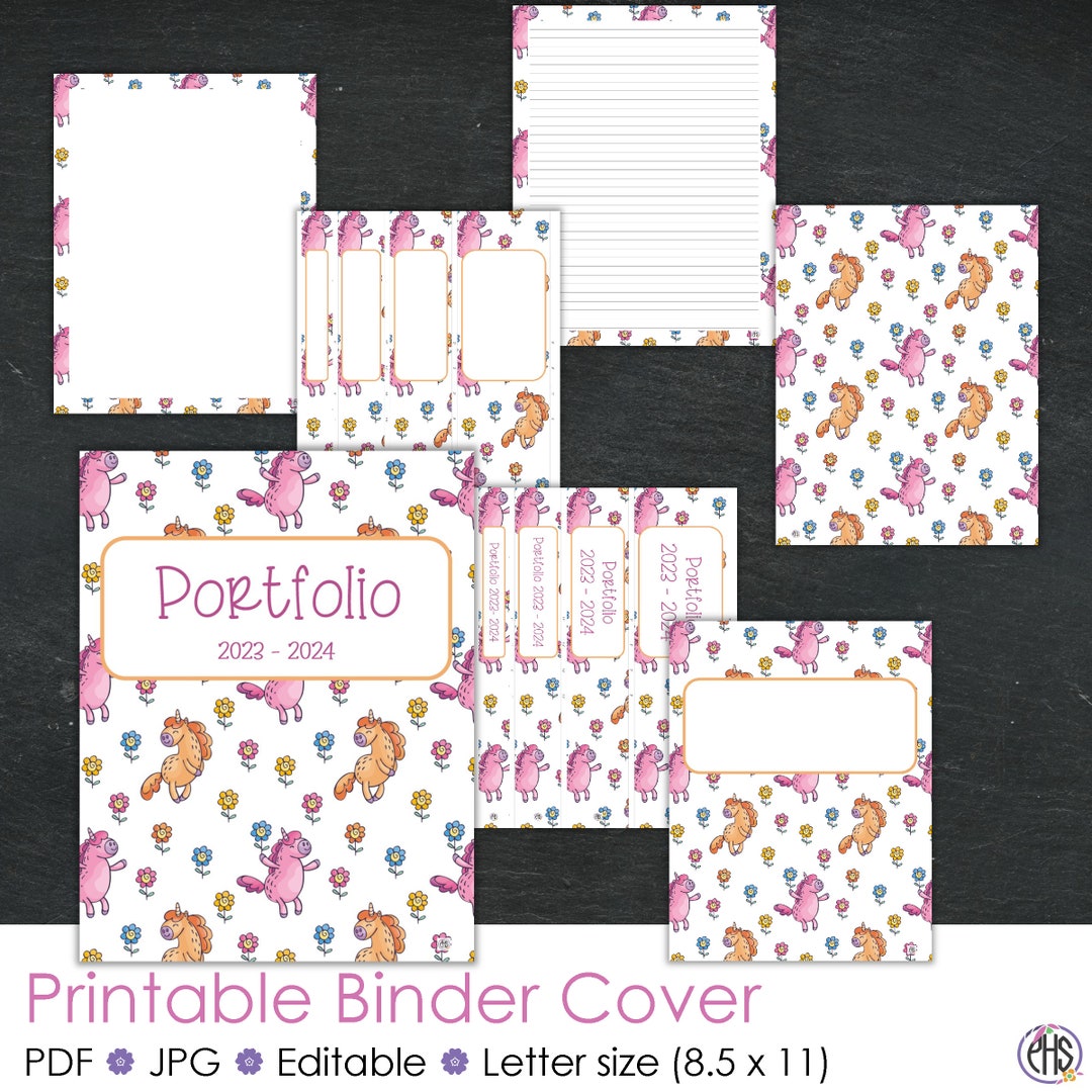 Printable Homeschool Portfolio Binder Cover, Editable Binder Cover ...