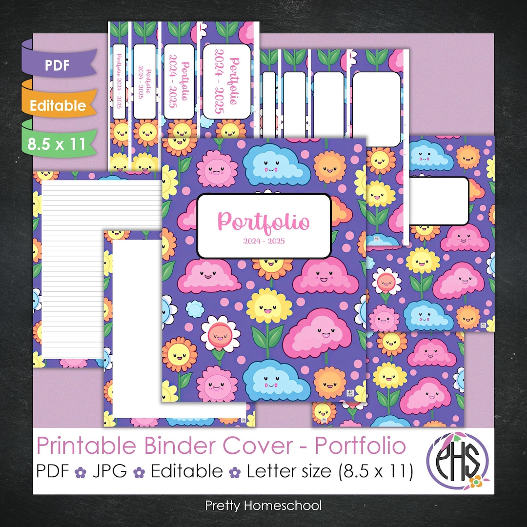 Editable and Printable Homeschool Portfolio Binder Covers and Spines ...