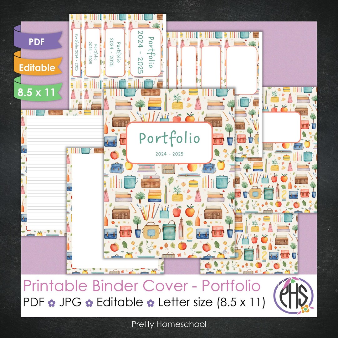 Editable and Printable Homeschool Portfolio Binder Covers and Spines ...