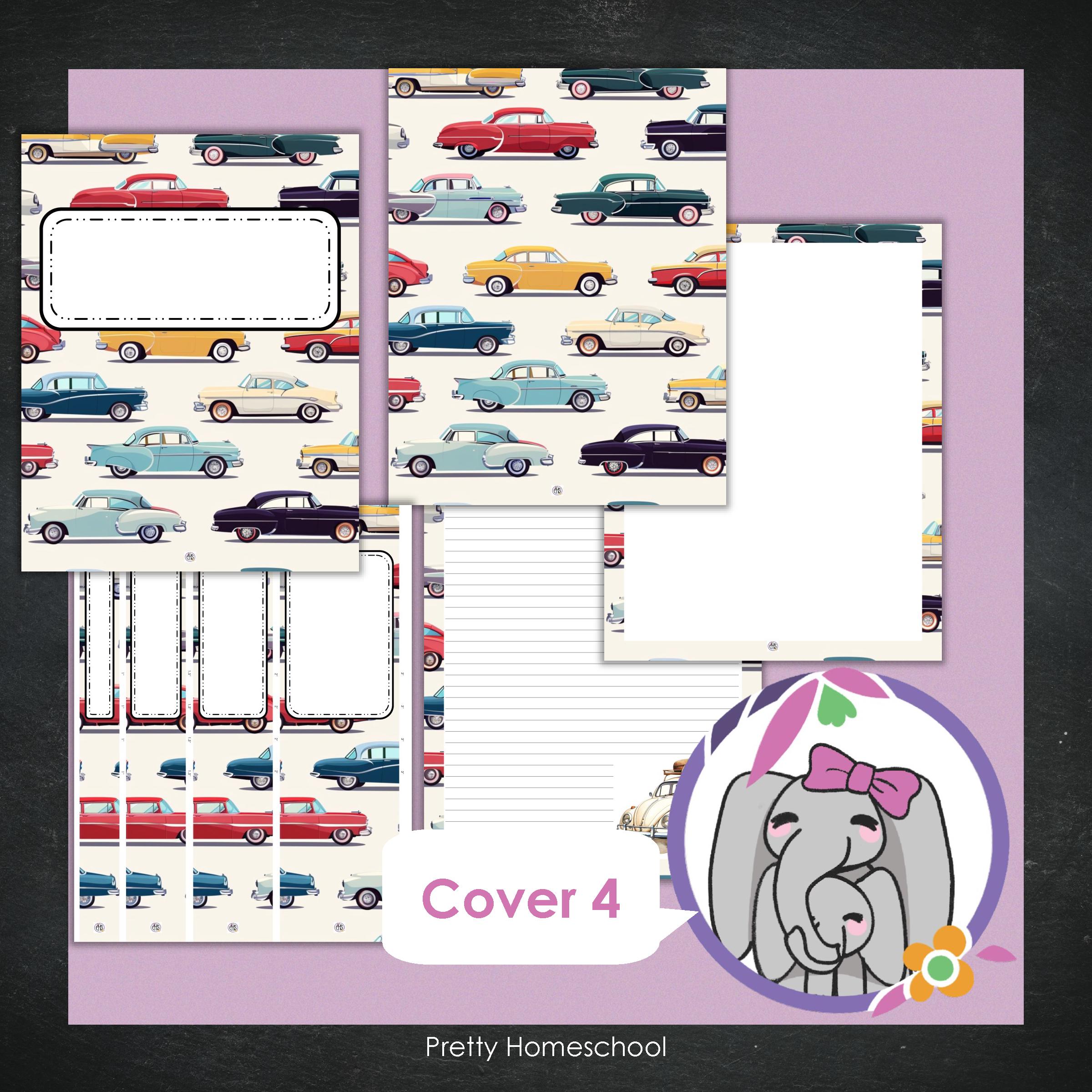 Printable and Editable Binder Covers and Spines - Vintage Cars Theme ...