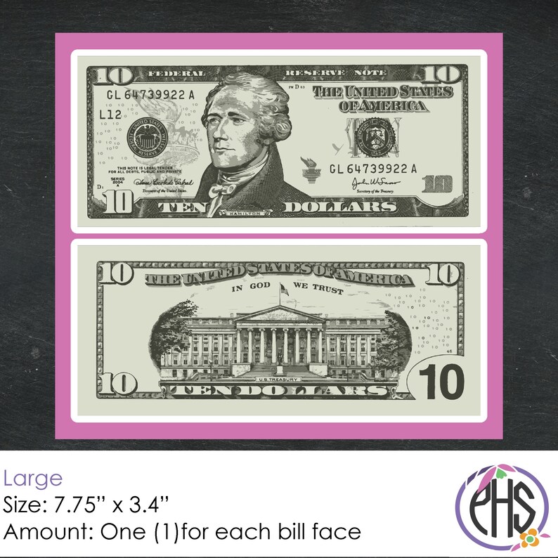 Ten Dollar Bill Stickers - Money Stickers - Math Stickers - Educational ...