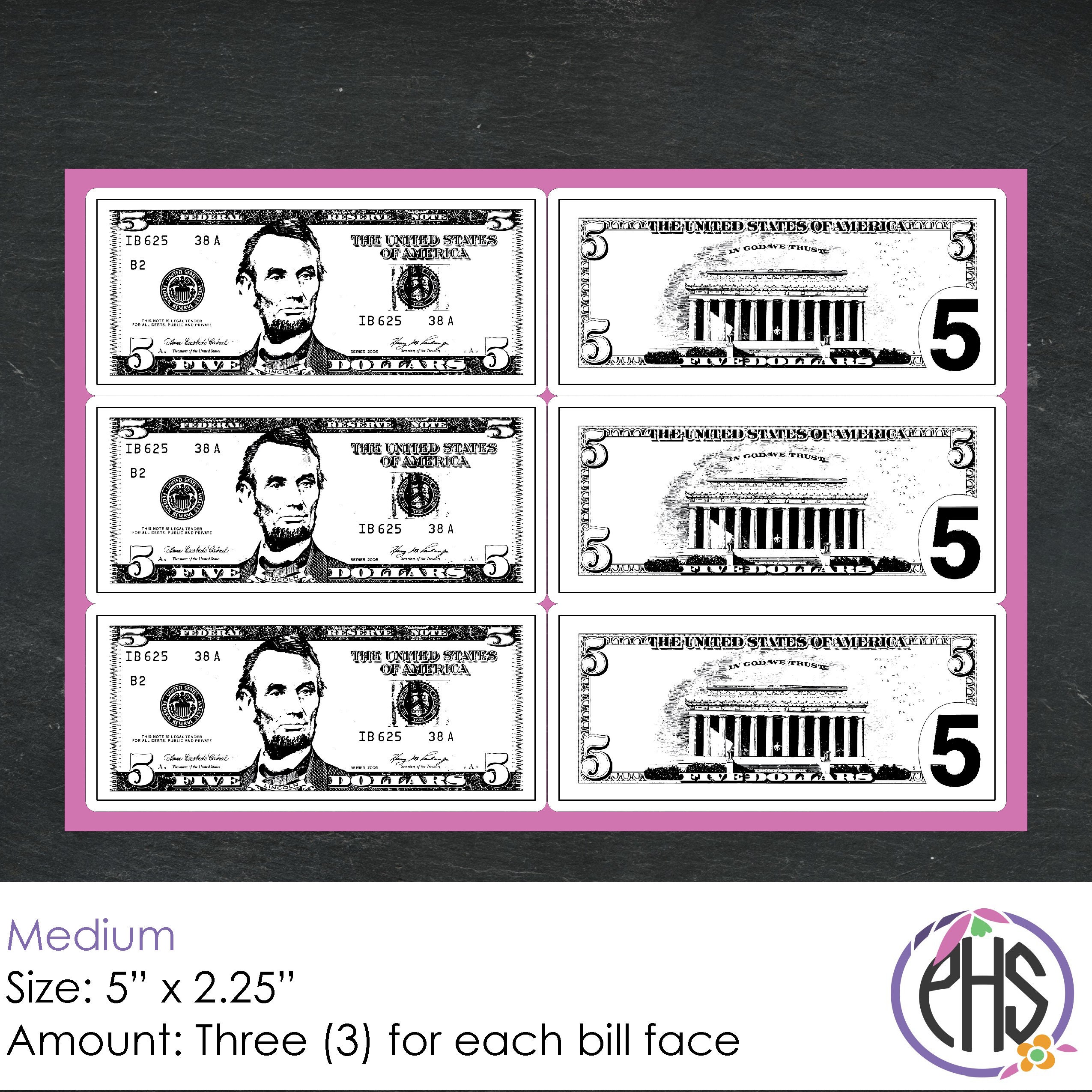 Black and White Five Dollar Bill Stickers - Money Stickers - Math ...