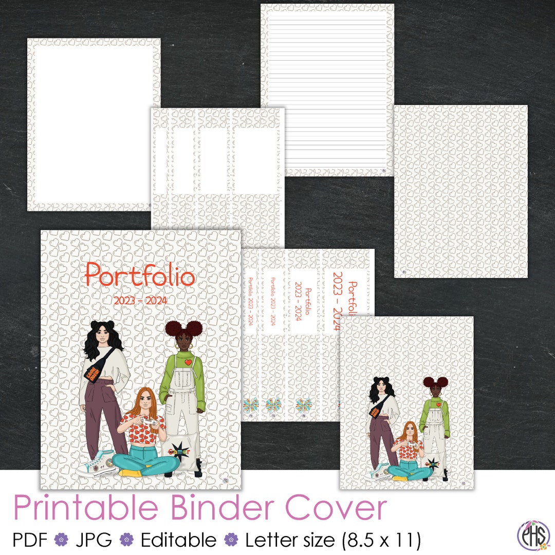 Printable Homeschool Portfolio Binder Cover, Editable Binder Cover ...