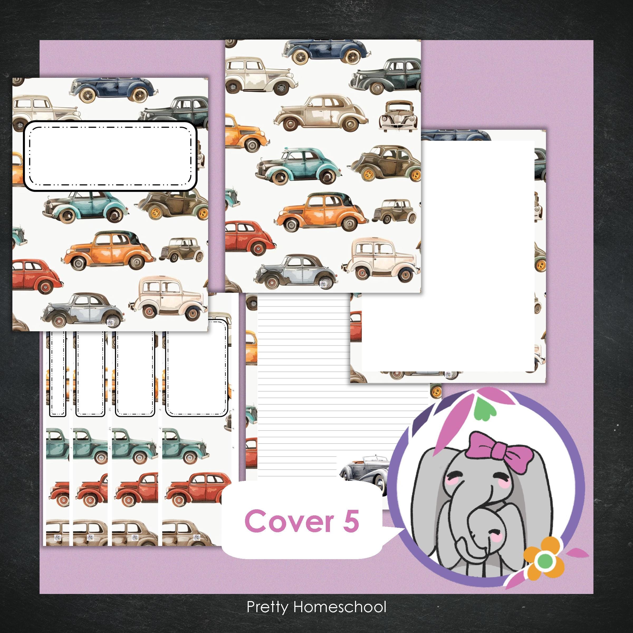 Printable and Editable Binder Covers and Spines - Vintage Cars Theme ...