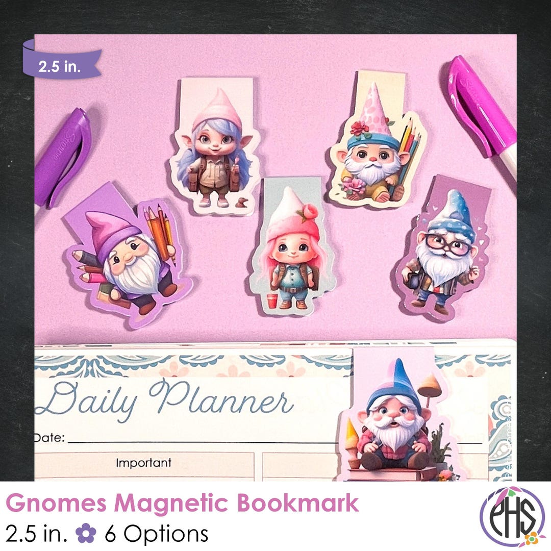 Student Gnomes Magnetic Bookmark, Planner Accessories, Page Markers ...