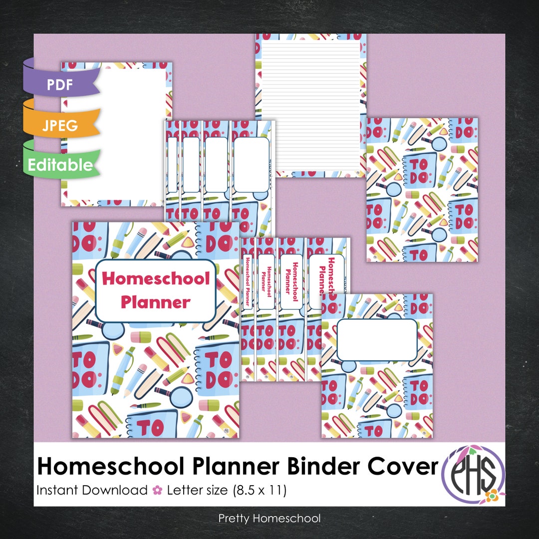 Portada de carpeta imprimible de Homeschool Planner, Portada de carpeta ...