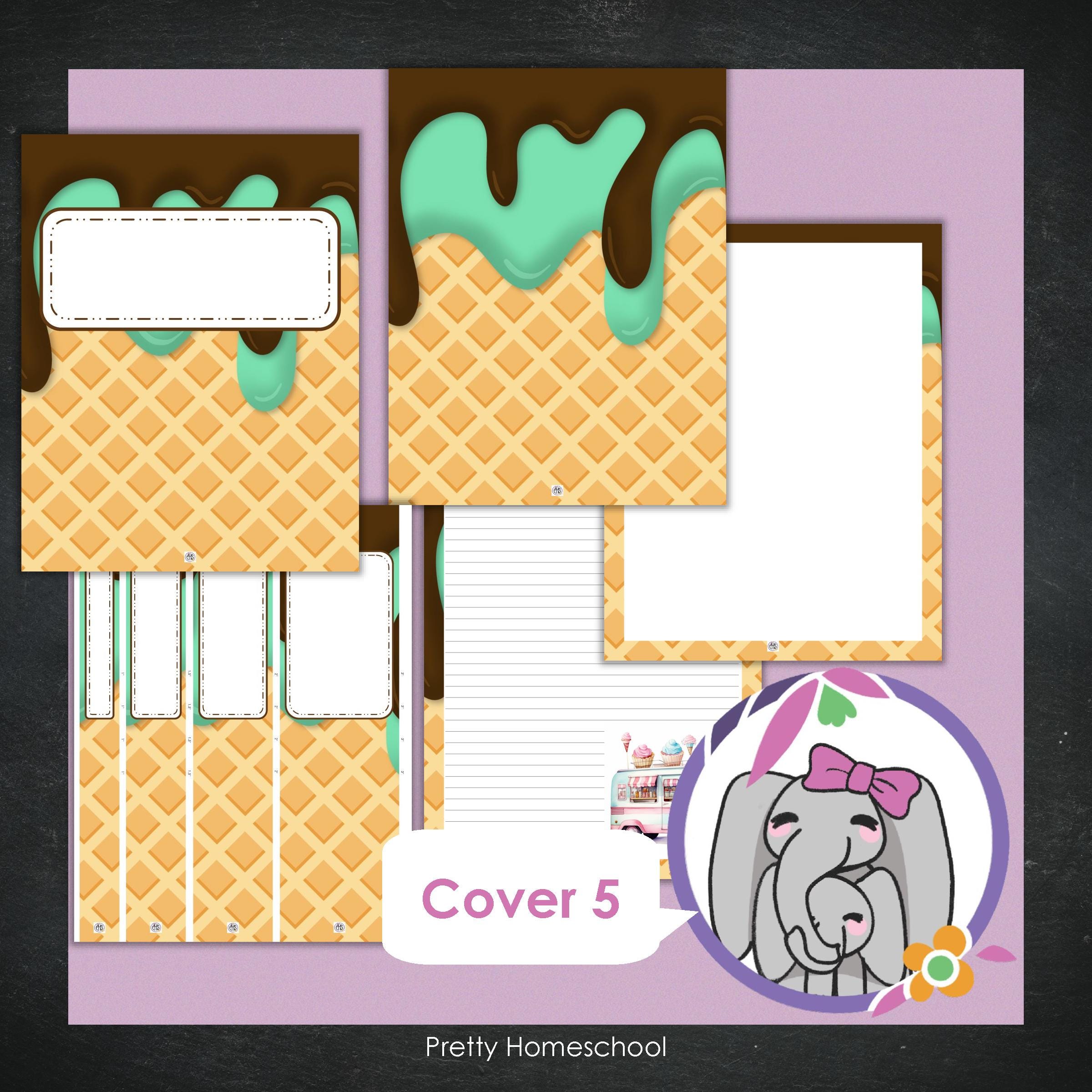 Printable and Editable Binder Covers and Spines - Ice Cream Theme ...