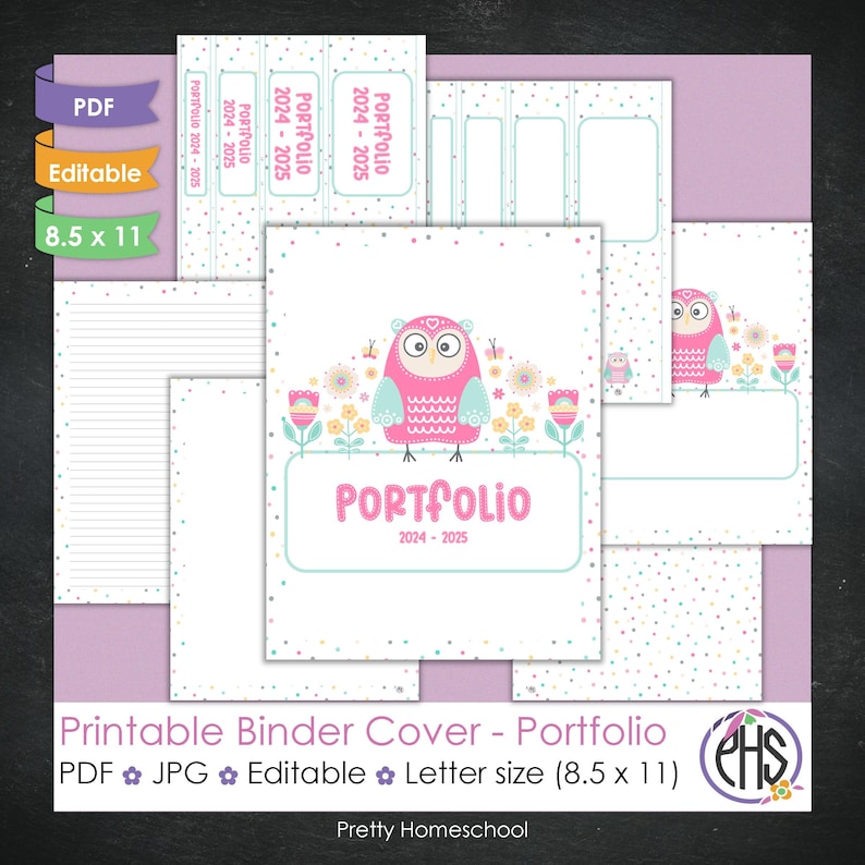 Editable and Printable Homeschool Portfolio Binder Covers and Spines ...