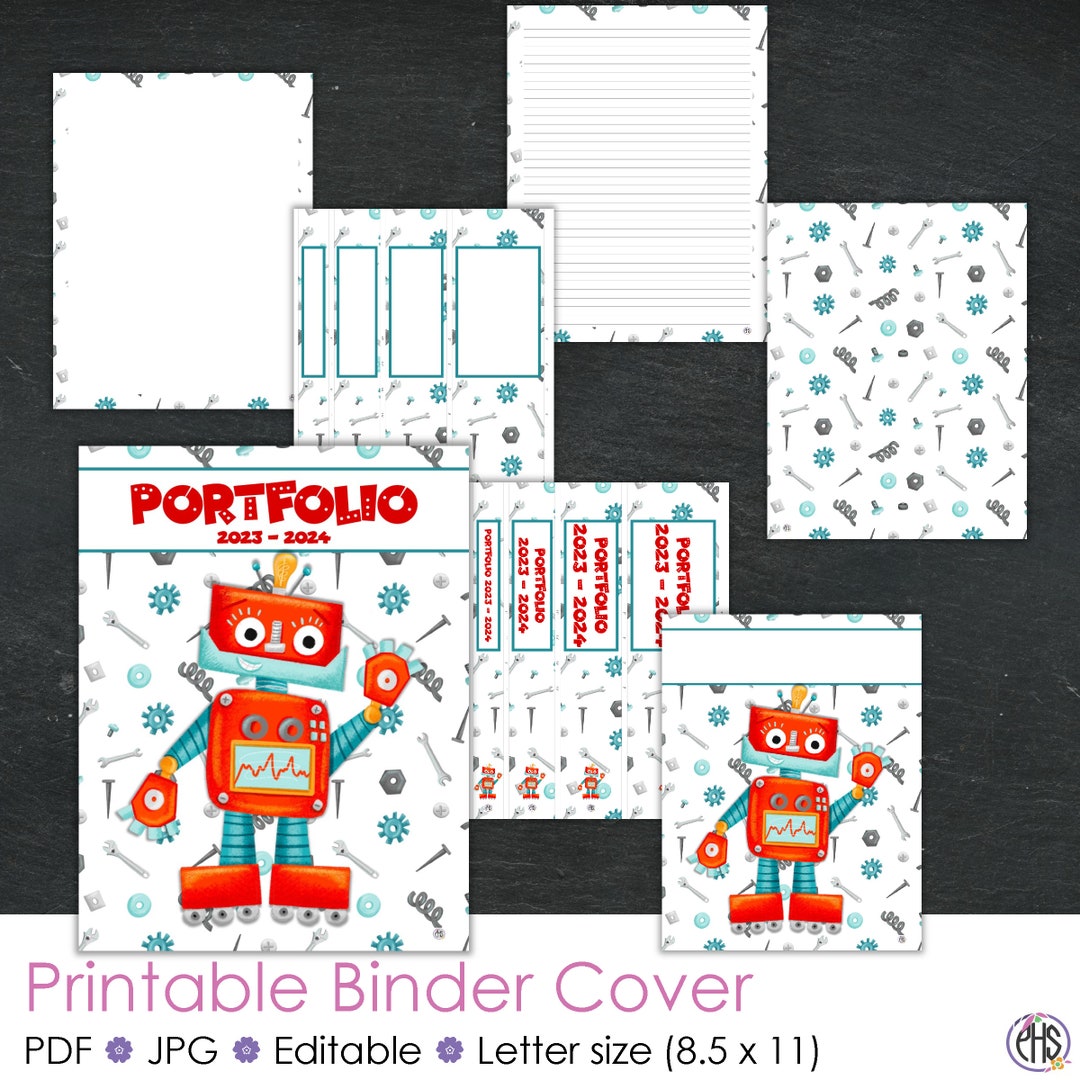 Printable Homeschool Portfolio Binder Cover, Editable Binder Cover ...
