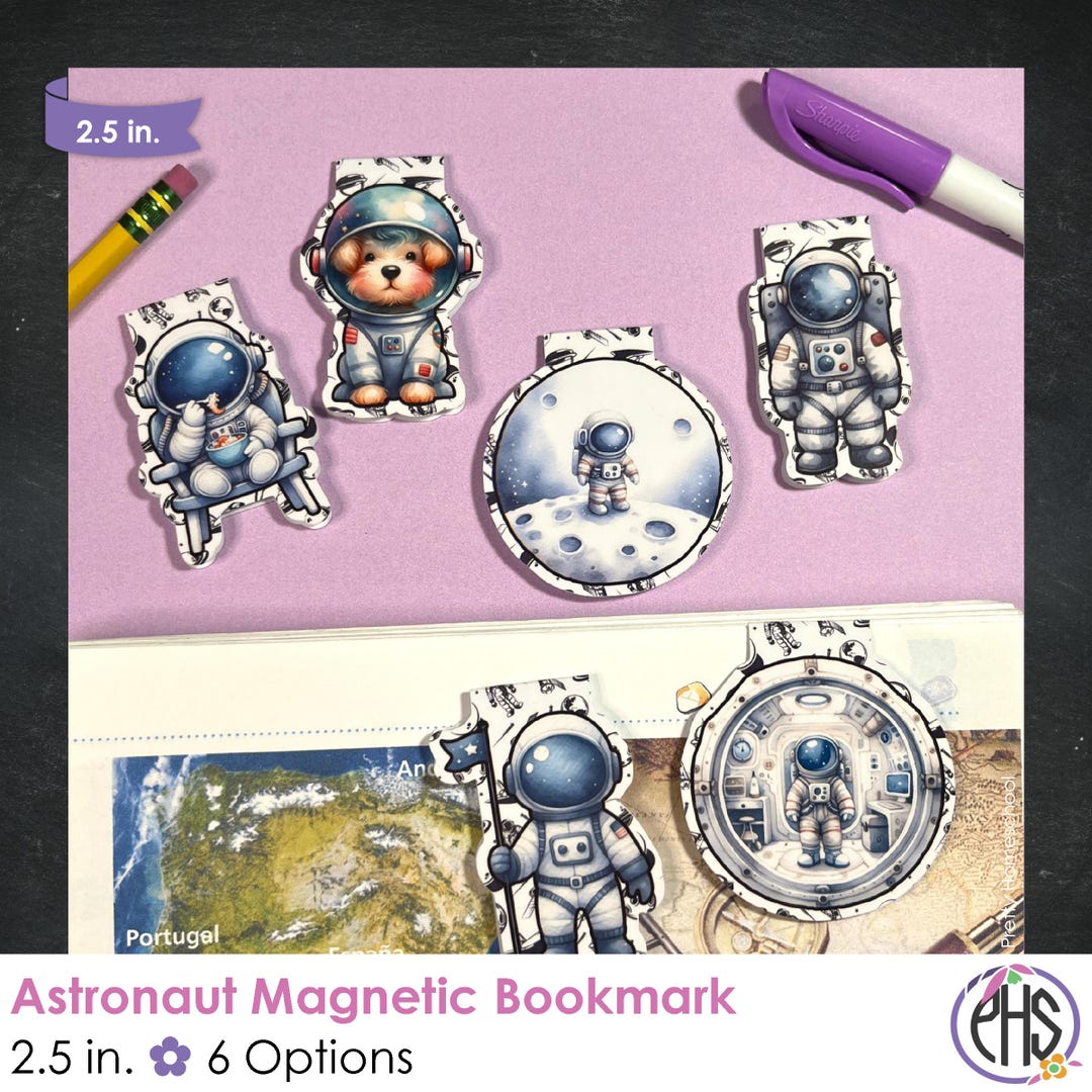 Astronaut Magnetic Bookmark, Planner Accessories, Page Markers, Book ...
