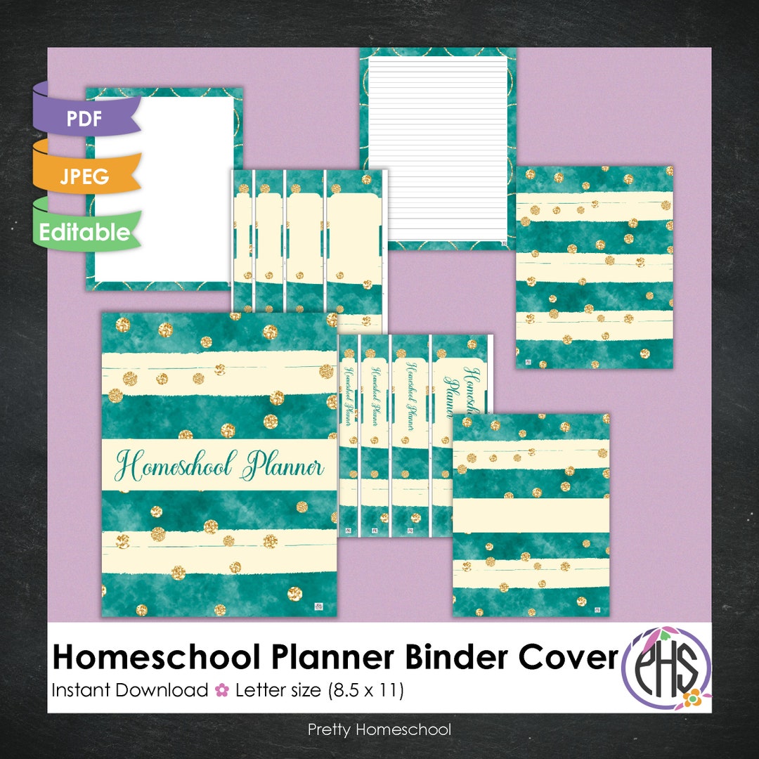 Printable Homeschool Planner Binder Cover, Editable Binder Cover ...