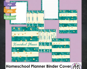 Printable Homeschool Planner Binder Cover, Editable Binder Cover ...