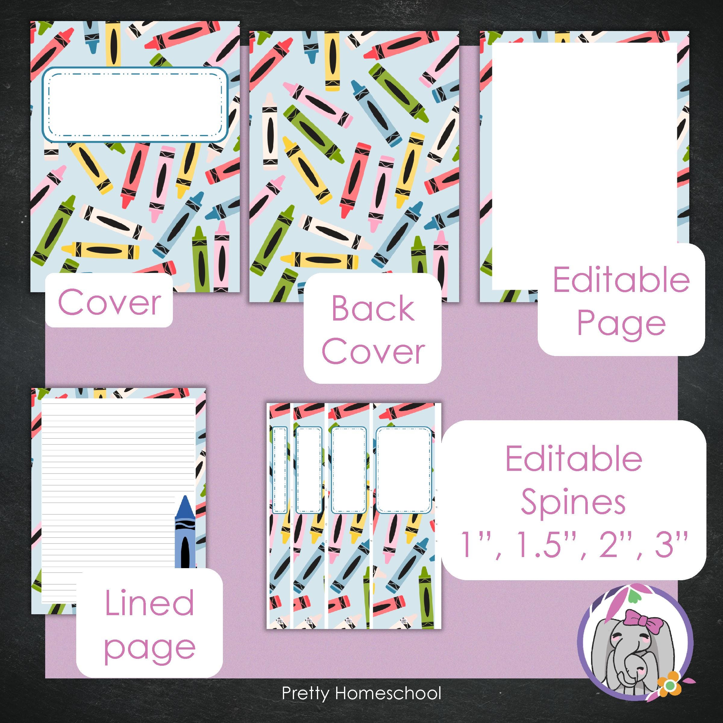 Printable and Editable Binder Covers and Spines - School Stationary ...