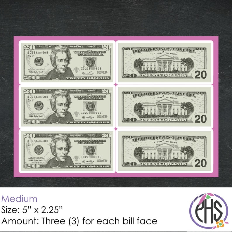 Twenty Dollar Bill Stickers - Money Stickers - Math Stickers ...