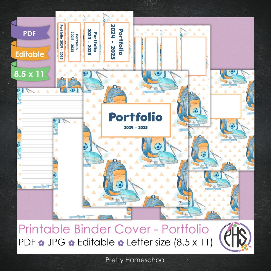 Editable and Printable Homeschool Portfolio Binder Covers and Spines ...