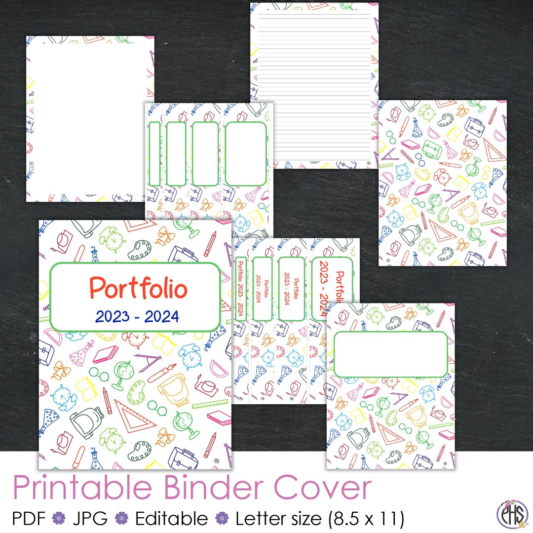 Printable Homeschool Pportfolio Binder Cover, Editable Binder Cover ...