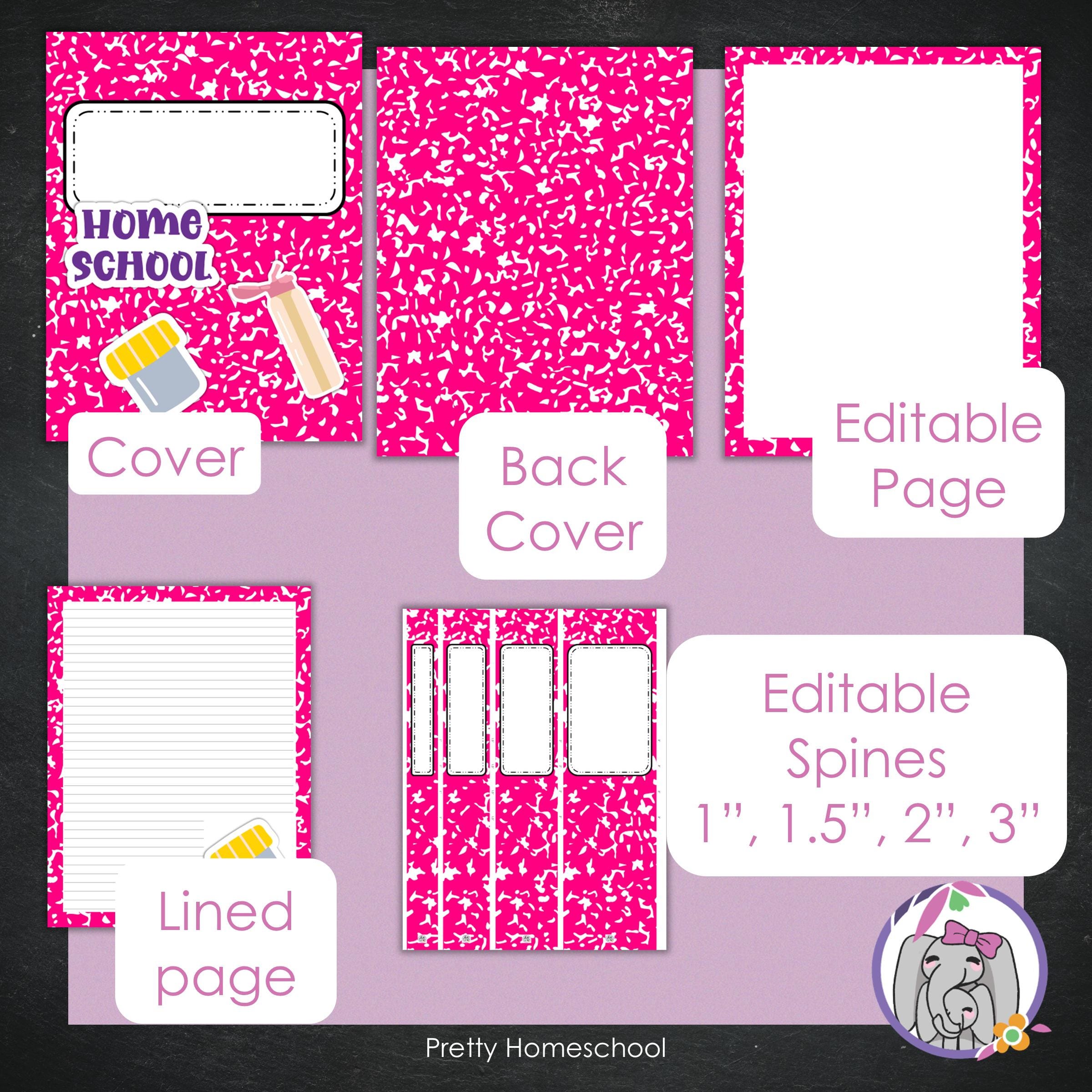 Printable and Editable Binder Covers and Spines - Composition Notebook ...