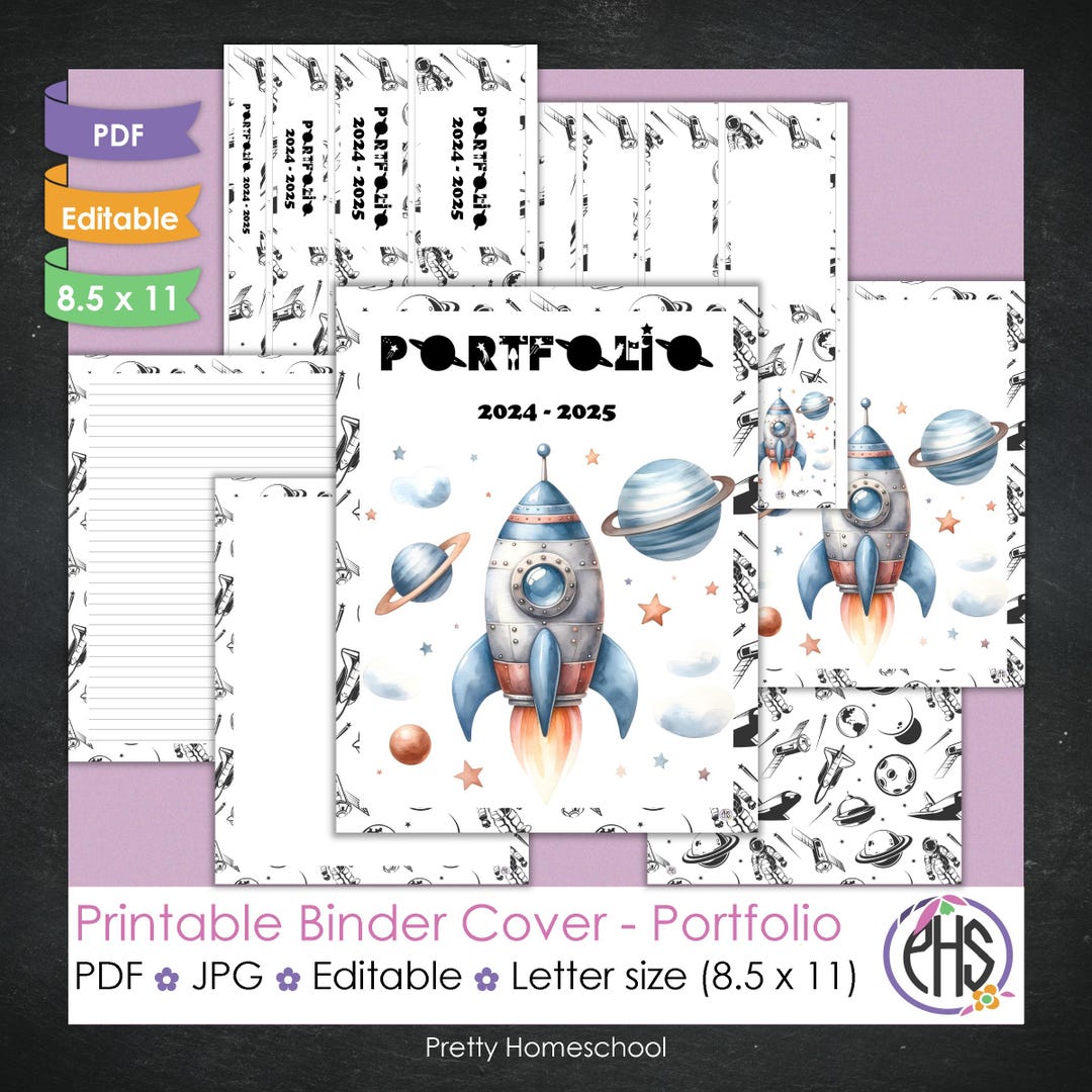 Editable and Printable Homeschool Portfolio Binder Covers and Spines ...