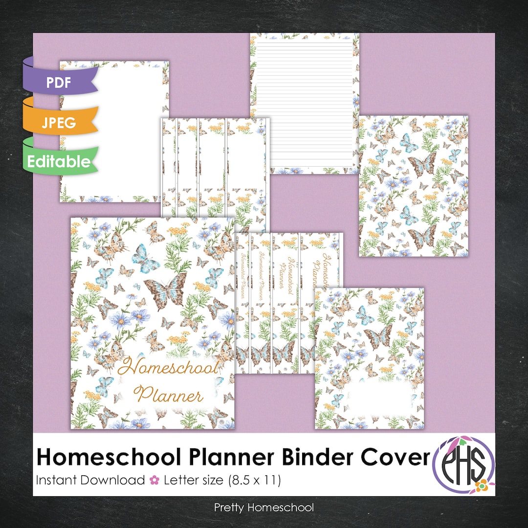 Printable Homeschool Planner Binder Cover, Editable Binder Cover ...