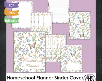 Printable Homeschool Planner Binder Cover, Editable Binder Cover ...