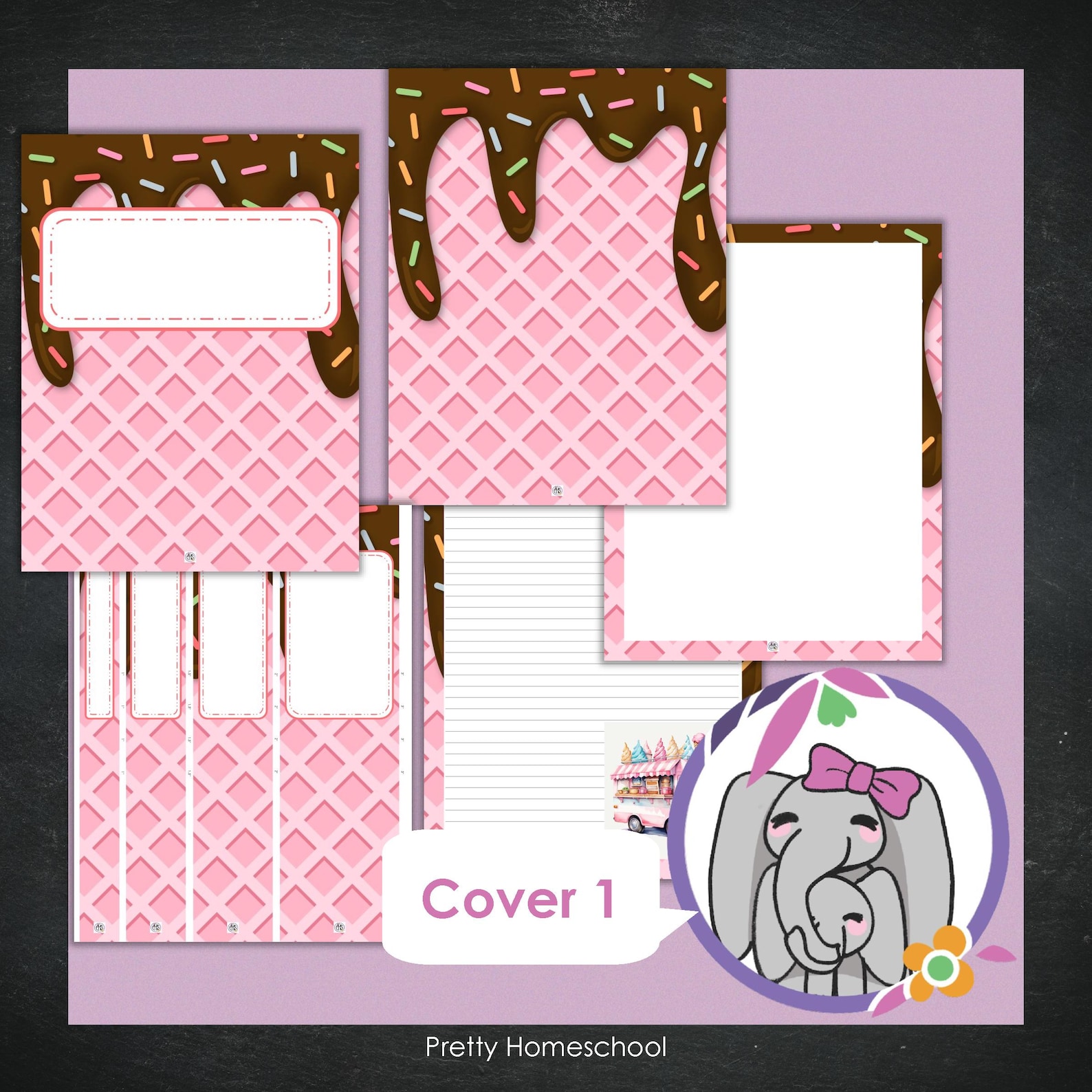 Printable and Editable Binder Covers and Spines - Ice Cream Theme ...