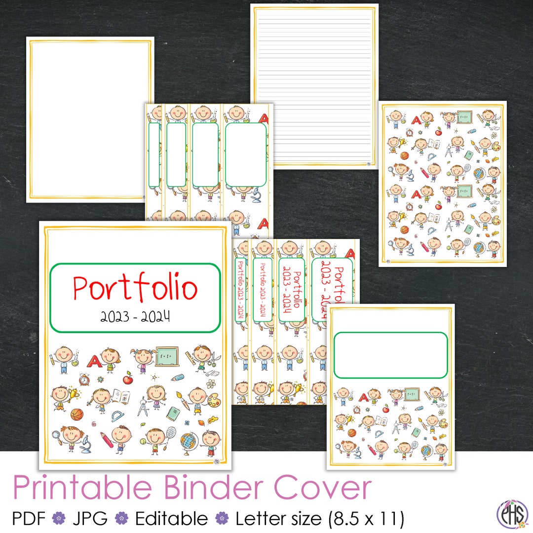 Printable Homeschool Portfolio Binder Cover, Editable Binder Cover ...