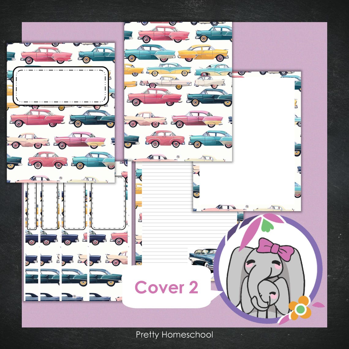 Printable and Editable Binder Covers and Spines - Vintage Cars Theme ...