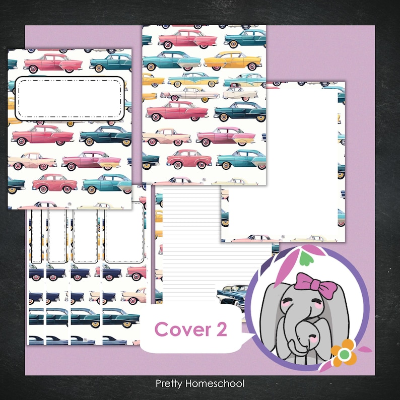 Printable and Editable Binder Covers and Spines - Vintage Cars Theme ...