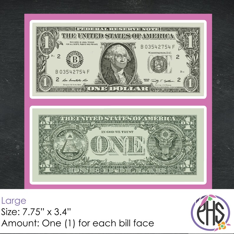 One Dollar Bill Stickers - Math Stickers - Educational Stickers ...