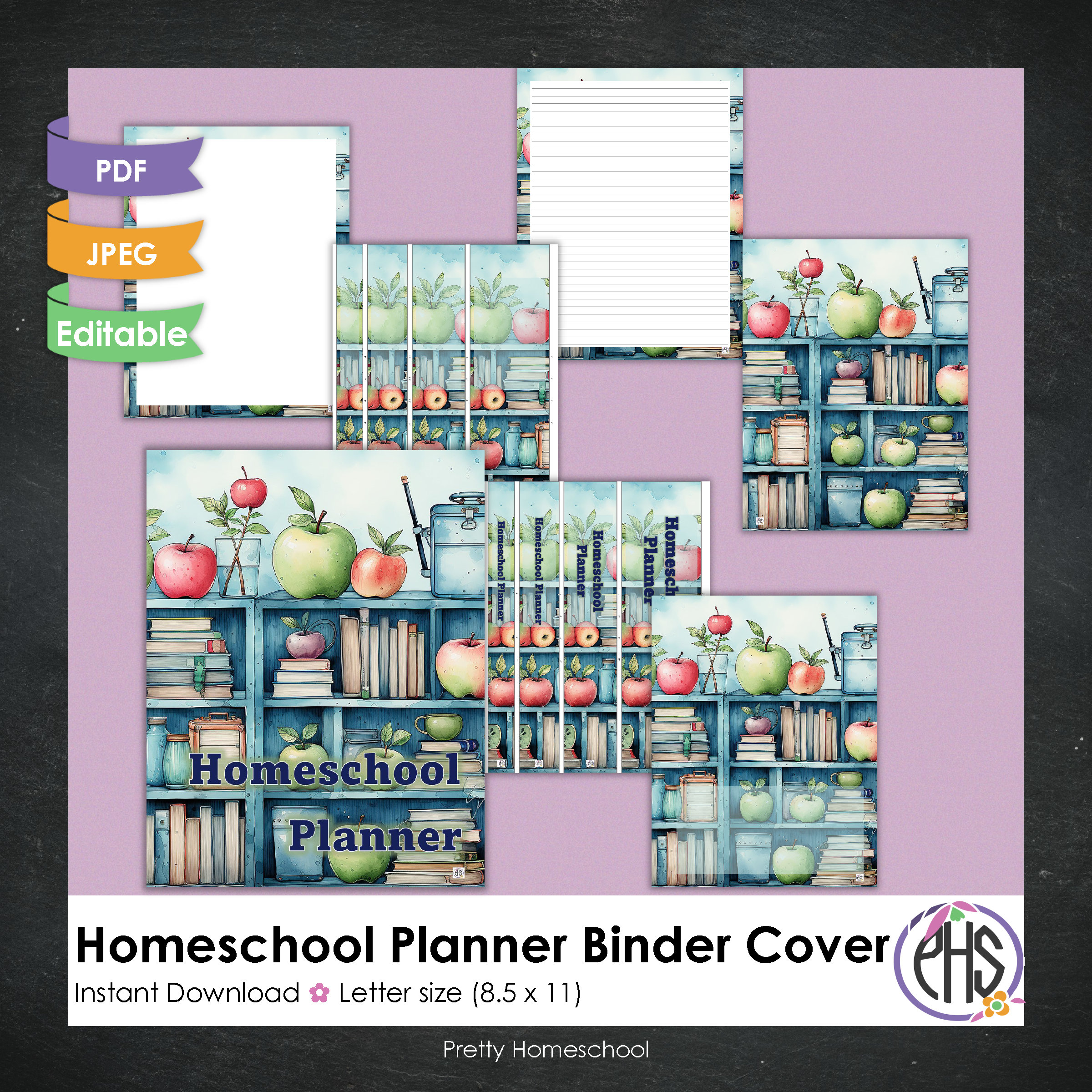 Printable Homeschool Planner Binder Cover, Editable Binder Cover ...