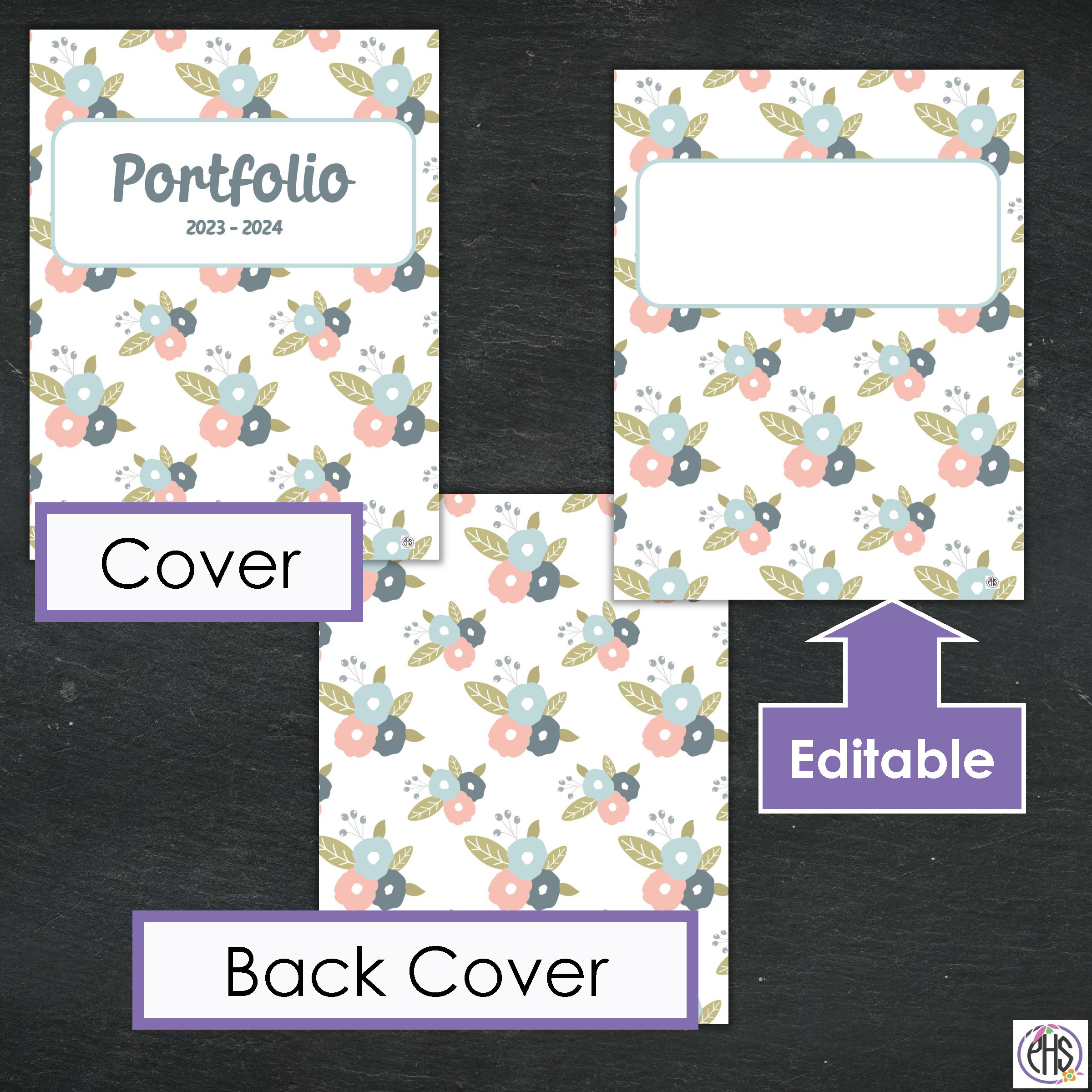 Printable Homeschool Portfolio Binder Cover, Editable Binder Cover ...