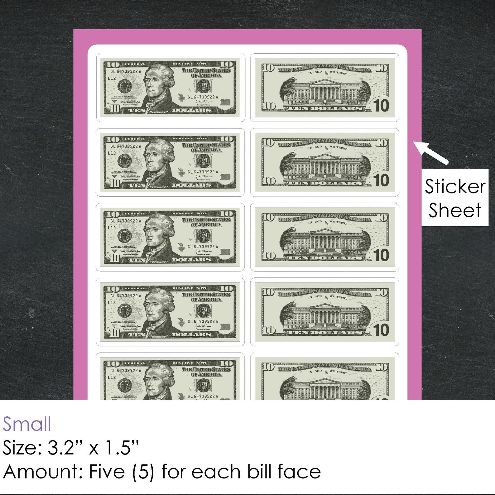 Ten Dollar Bill Stickers - Money Stickers - Math Stickers - Educational ...