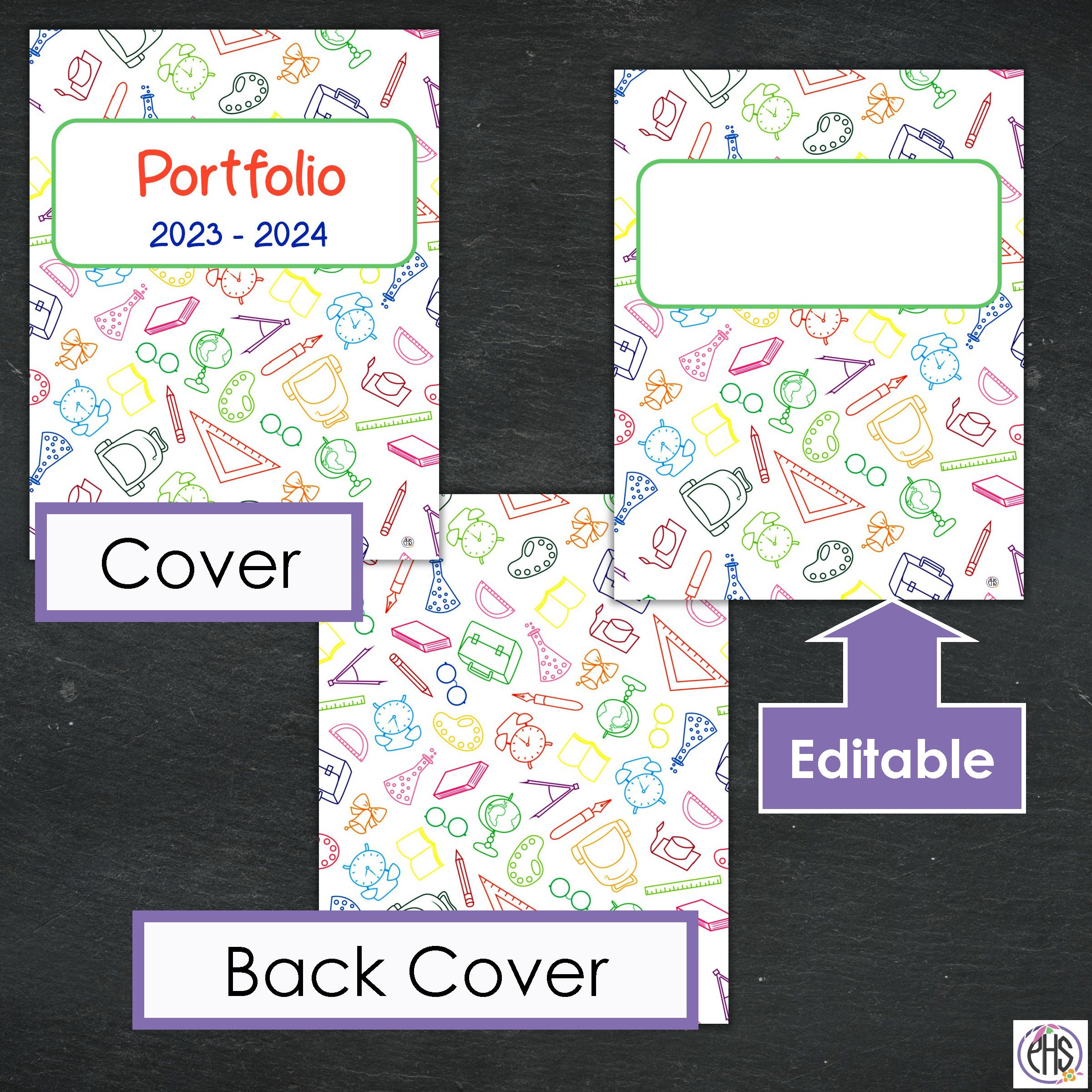 Printable Homeschool Pportfolio Binder Cover, Editable Binder Cover ...