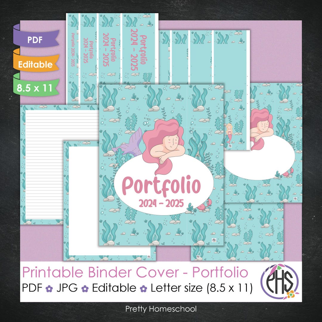 Editable and Printable Homeschool Portfolio Binder Covers and Spines ...