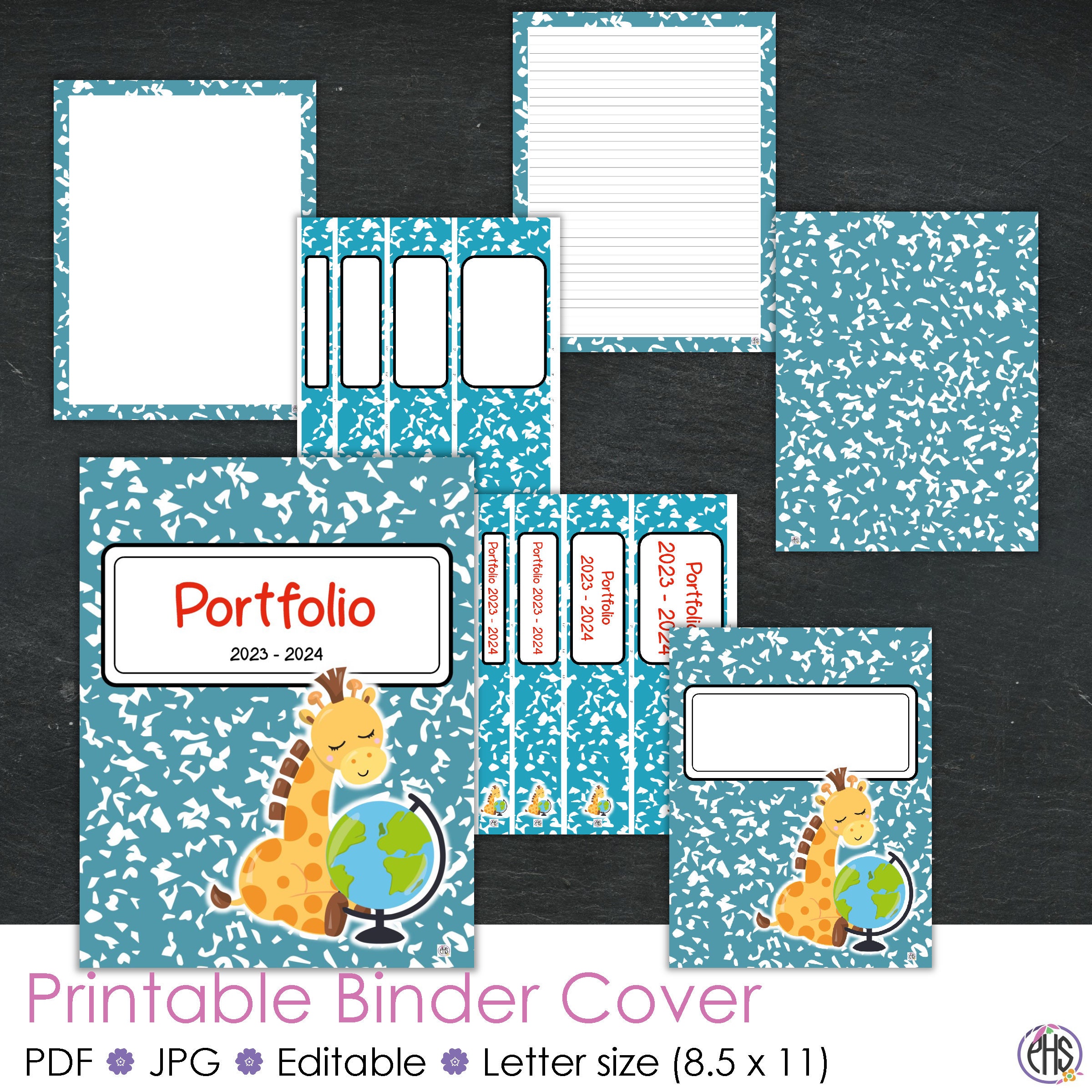 Printable Homeschool Portfolio Binder Cover, Editable Binder Cover ...
