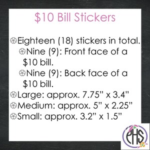 Ten Dollar Bill Stickers - Money Stickers - Math Stickers - Educational ...