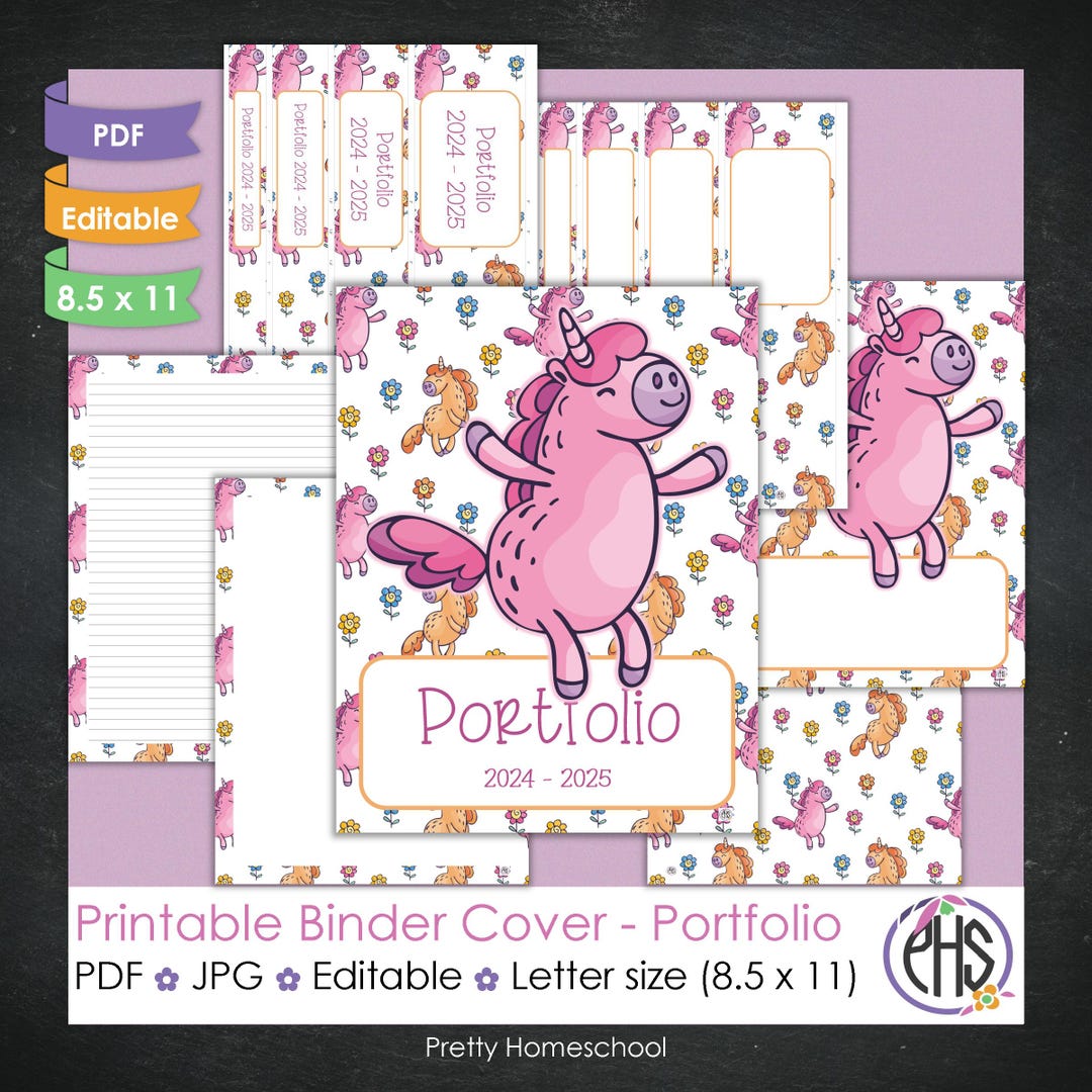 Editable and Printable Homeschool Portfolio Binder Covers and Spines ...
