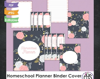 Printable Homeschool Planner Binder Cover, Editable Binder Cover ...