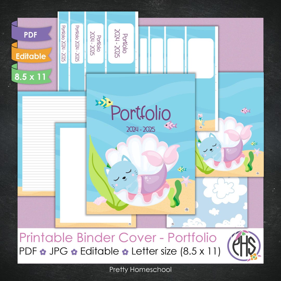 Editable and Printable Homeschool Portfolio Binder Covers and Spines ...