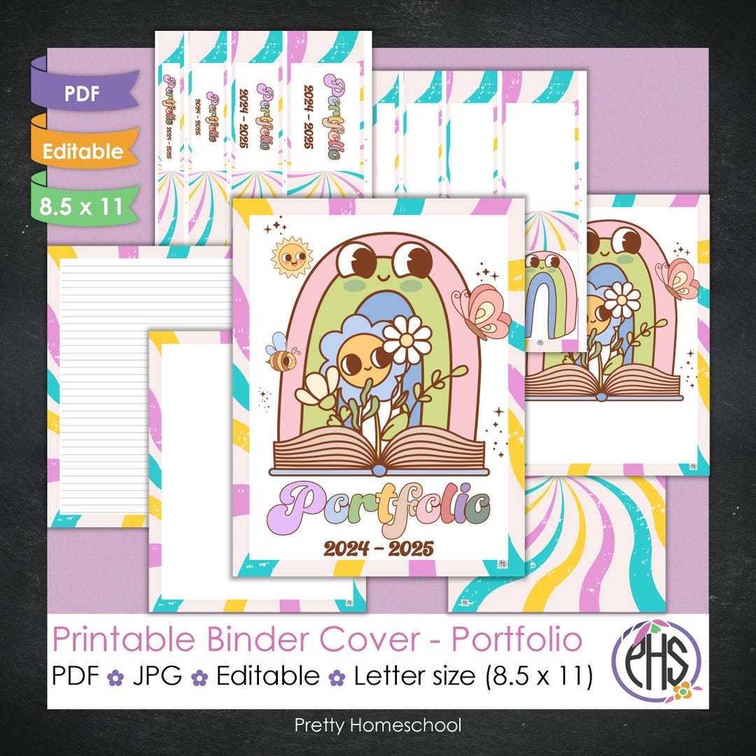 Editable and Printable Homeschool Portfolio Binder Covers and Spines ...