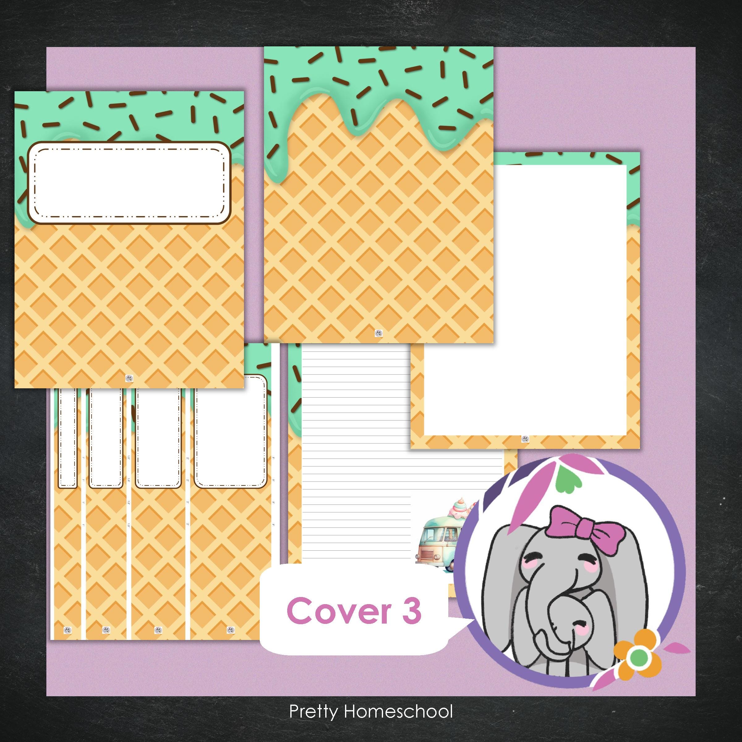 Printable and Editable Binder Covers and Spines - Ice Cream Theme ...