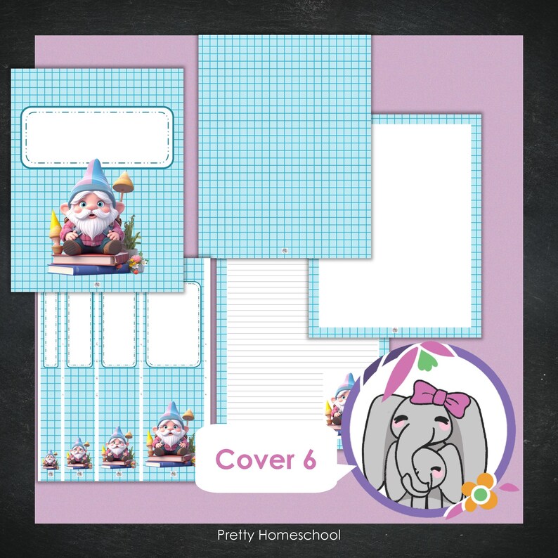 Printable and Editable Binder Covers and Spines - Pastel Gnome Theme ...