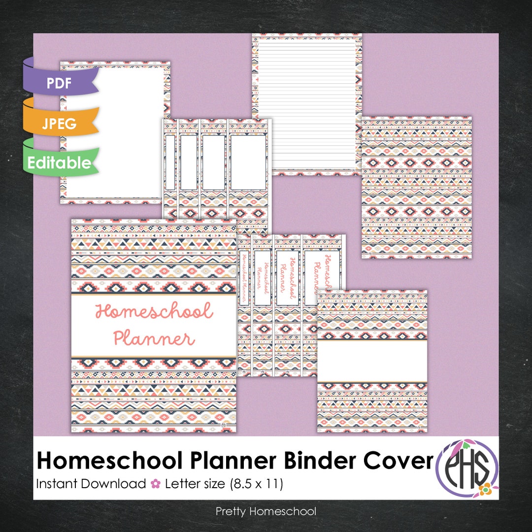Printable Homeschool Planner Binder Cover, Editable Binder Cover ...