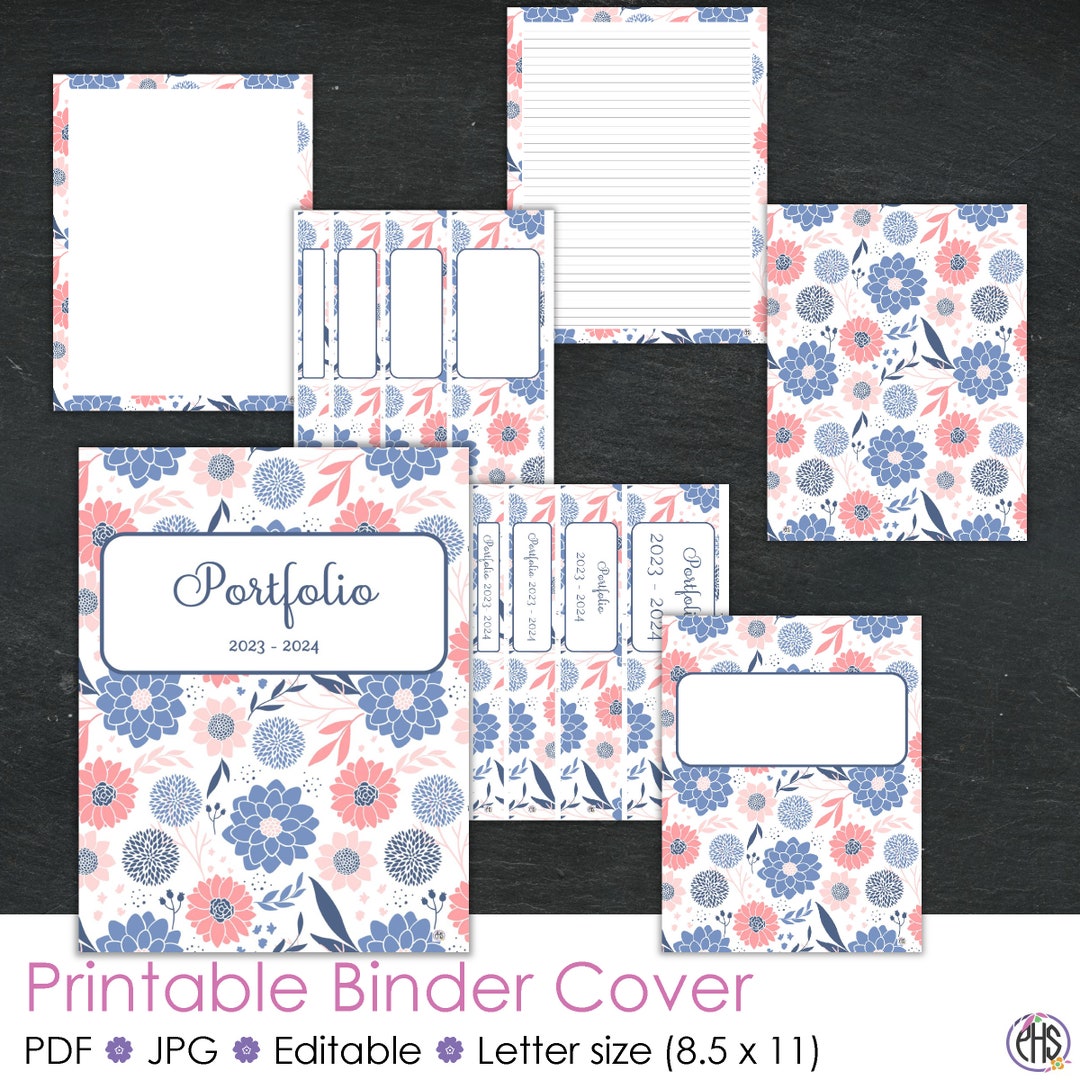 Printable Homeschool Portfolio Binder Cover, Editable Binder Cover ...