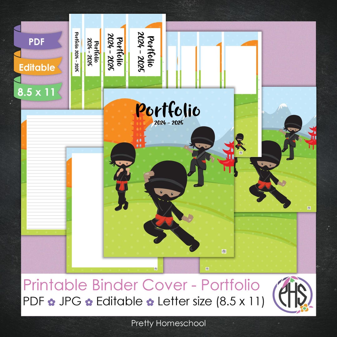 Editable and Printable Homeschool Portfolio Binder Covers and Spines ...