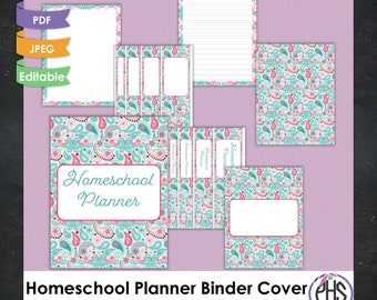 Printable Homeschool Planner Binder Cover, Editable Binder Cover ...
